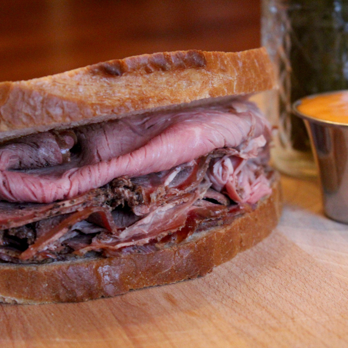 The Kosher Marketplace | Medium-Rare Roast Beef on Seedless Rye